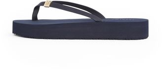 Tommy Hilfiger Damen Flip Flops Elevated Chic Beach Sandal mit Plateau, Blau (Space Blue), 39