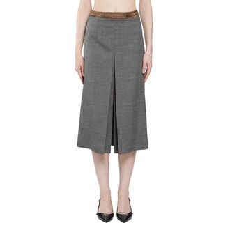 Prada Layered Wool Midi Skirt