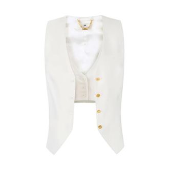 Elisabetta Franchi Femme, Vestes, Blanc, Taille: 42 FR Gilet tagli asimmetrici