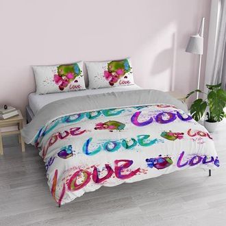 Italian Bed Linen Bettwäsche-Set, 100% Baumwolle, Digitaldruck, KI-OSA, KIO-614, für Doppelbett