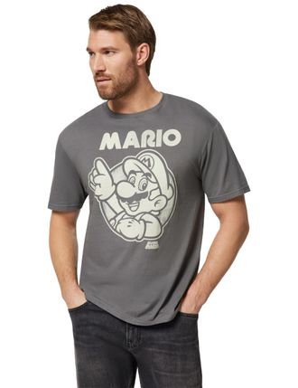 Nintendo Herren So Mario T-Shirt, Dunkelgrau, XL
