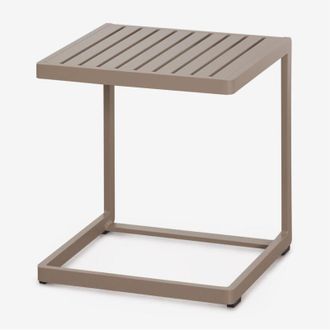 Sklum Quadratischer 40x40 cm Beistelltisch f&uuml;r den Garten aus Aluminium Dulem Moka Braun