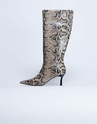 Topshop Tori - Bottes montantes effet peau de serpent &agrave; bout pointu-Multicolore