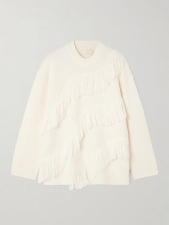 Ulla Johnson Ina Pullover Aus Wolle Mit Fransen - Creme