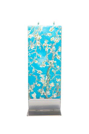 Flatyz Flache besondere Kerzen Van Gogh - Mandelbl&uuml;te. Handgemacht, geruchsneutral. Kerzen Lange brenndauer 3-4 Stunden, 60x10x150mm. Perfekt als besonderes 