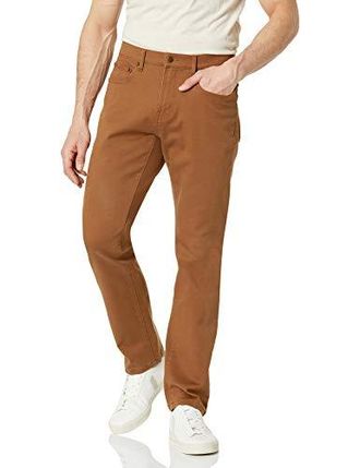 Amazon Essentials Jean Extensible à Coupe Athlétique - Couleurs abandonnées Homme, Brun Kaki Foncé, 31W / 30L