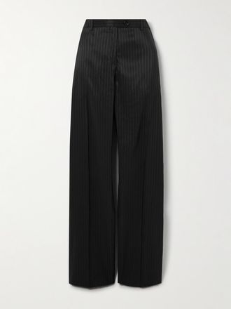 Acne Studios Hose Mit Geradem Bein Aus Taft Mit Nadelstreifen - Schwarz