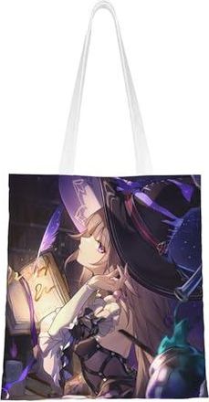 Generic 40.6 X 38.0 cm Canvas Totes Hand Shopping Bag With Honkai Star Rail All Roles Print Impression For Daily Shopping Shoulder Bag