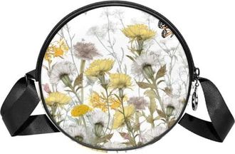 Generic Petit sac &agrave; bandouli&egrave;re circulaire pour femme, petit sac &agrave; bandouli&egrave;re avec fermeture &eacute;clair, bretelles r&eacute;glables, sac &agrave; main rond d&eacute;contract&eacute; pour fe