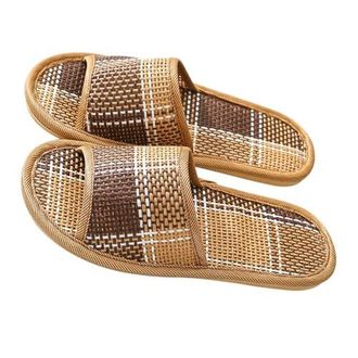 Kesyoo Pantoufles en rotin tiss&eacute; pour int&eacute;rieur respirantes et silencieuses, taille 37/38, design &agrave; carreaux B, l&eacute;g&egrave;res et confortables pour un usage domesti