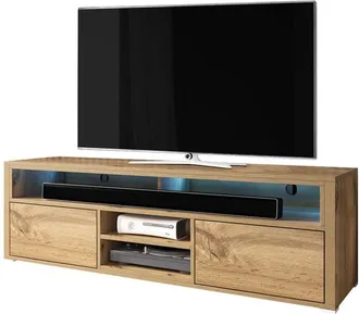 Selsey Selsey - laksa - Meuble tv / Banc tv (chêne wotan, 137 cm, avec led)