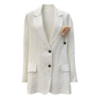 PDR Phisique Du Role Femme, Vestes, Blanc, Taille: 40 FR Blazer Oversize in Lino Fiore