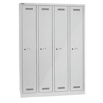 Bisley MonoBloc Garderobenschrank, 4 Abteile, je 1 Fach, Metall, 645 Lichtgrau, 50 x 118.3 x 170 cm