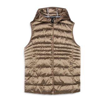 Fiorella Rubino &Auml;rmellose Pufferjacke mit Kapuze - - Jackets - Damen - Braun - S