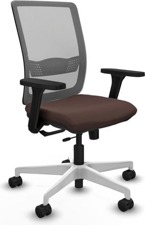 Piqueras y Crespo Drehstuhl mit 3D-Armen, h&ouml;henverstellbare Lendenwirbelst&uuml;tze, ausgestattet mit Syncro/Translack und eingespritztem Schaum, Grau/Dunkelbraun