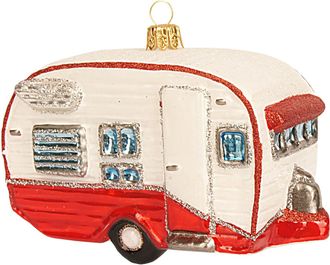 Impuls Christbaumschmuck Figuren Glas Transport Fahrzeuge Wohnwagen 11.5cm