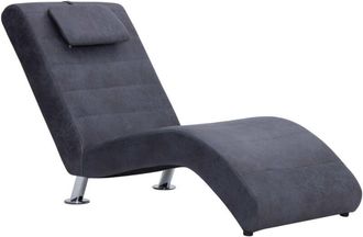 vidaXL Chaiselongue mit Kissen Grau Wildleder-Optik Vidaxl