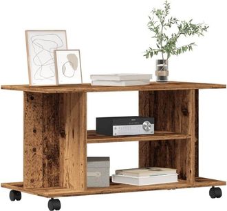 vidaXL Vidaxl - Meuble tv avec roulettes vieux bois 80x40x45 cm bois ing&eacute;nierie
