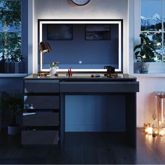 Vicco Schminktisch Anthrazit Sherry 120x75x55 cm - Frisiertisch, 5 Schubladen f&uuml;r unterschiedliche Aufbewahrungsbed&uuml;rfnisse