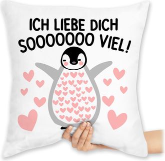 Shirtracer Kissen 40x40 Zierkissen - Partner Ideen - Ich Liebe Dich Soooo viel Pinguin - Valentinstag so viel Liebe Geschenk für Freund Freundin Ihn Sie Liebes B
