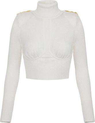 Elisabetta Franchi Rundhalspullover - Weiß