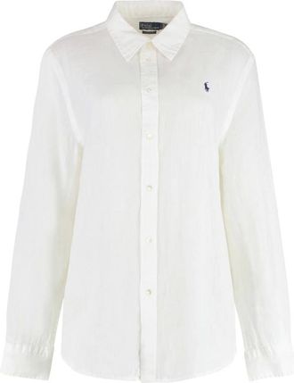 Polo Ralph Lauren Femme, Blouses et Chemises, Blanc, Taille: 38 FR Chemise classique en lin &agrave; ourlet arrondi