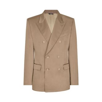 Dolce & Gabbana Seiden-Blazer mit doppelter Knopfleiste und steigendem Revers - - Jackets - Herren - Braun - L