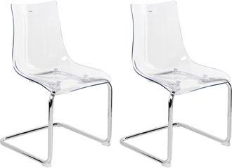 Beliani Esszimmerstuhl 2er Set Kunststoff transparent Freischwinger Marshall
