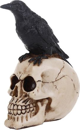 Generic Raven on Skeleton Statue - makaber Rabskulptur, dramatische Tischkunst, gespenstischer Innenakzent, gotisches Interieur f&uuml;r Sammlerst&uuml;cke | F&uuml;r Arbeit