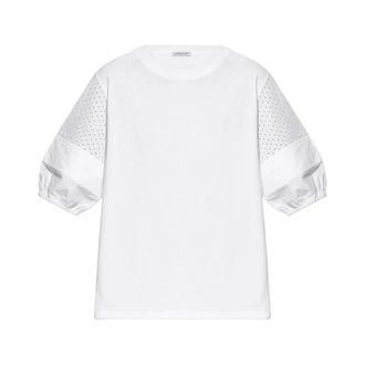 Moncler T-Shirt mit Lochstickerei - - Tops - Damen - Wei&szlig; - M