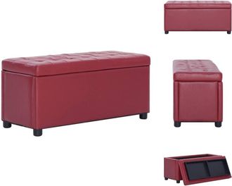 vidaXL Ottoman mit Stauraum 87,5 cm Weinrot Kunstleder - Sitztruhe - Ottoman - Aufbewahrungsbox - Wohnzimmer Deko - Wohnraum M&ouml;bel