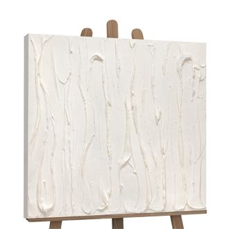 Yohji Yamamoto Art Abstrakt Acryl Gem&auml;lde auf Leinwand Leben handgemalt Wandbilder Wohnzimmer modern Wohndekor Bild beige creme T&ouml;ne quadratisch echte Kunst 100x100 