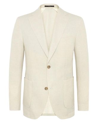 Windsor Ungef&uuml;ttertes Sakko aus einem Leinen-Wolle-Mix mit Kleinmuster, Shaped Fit in