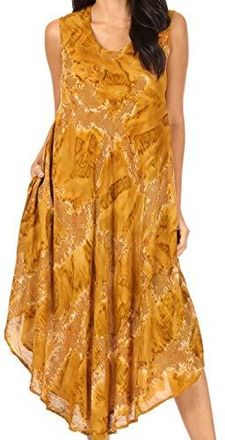 Sakkas 16801 - Laeila Tie Dye Lav&eacute; Long sans Manches Caftan d&eacute;bardeur Robe/Cover Up - Olive - OS