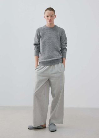 Mango Pull en maille &agrave; col rond gris - Femme - S - MANGO