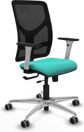 Piqueras y Crespo Telearbeitsessel mit wei&szlig;en und schwarzen Armlehnen, h&ouml;henverstellbare Lendenwirbelst&uuml;tze, ausgestattet mit Syncro/Traslack und Schneideschaum, Schwar