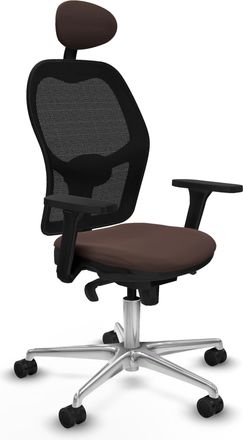 Piqueras y Crespo Stuhl f&uuml;r lange Arbeitsstunden mit 3D-Armen, h&ouml;henverstellbarer Lendenwirbelst&uuml;tze und festem Kopfteil, ausgestattet mit 5 Positionen, Schwarz/Dunkelb