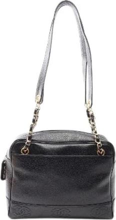 Chanel Pre-owned Sac bandouli&egrave;re Triple Coco en cuir grain&eacute; - Femme - Pre-owned - Noir - Taille: ONE Size