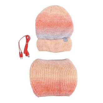 Generic Ensemble Bonnet et &eacute;charpe Chauffants USB, Cache-cou Dhiver avec Chauffage en Fibre de Carbone 40-50 &deg;, Doublure Polaire Coupe-vent, pour Activit&eacute;s de