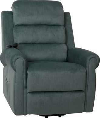 Mendler Fernsehsessel HWC-K63, Relaxsessel, Liegefunktion Aufstehhilfe Massage Heizfunktion, Stoff 220g/m² Chenille - blau-grün