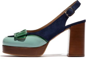 FLY London Fly London Damen EVAH243FLY Pumps, Sky Blue/Emerald/Blue, 38 EU