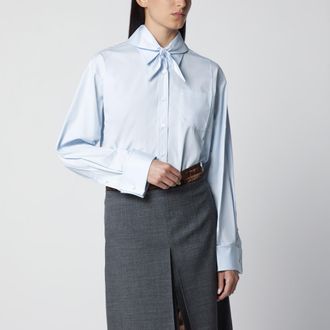 Prada Hellblaues Baumwollhemd mit Halstuch