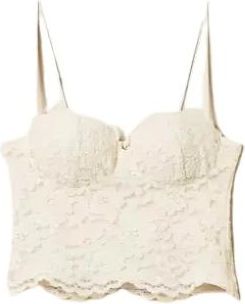 Twinset Femme, Tops, Blanc, Taille: 38 FR Lace Cropped Bustier Top