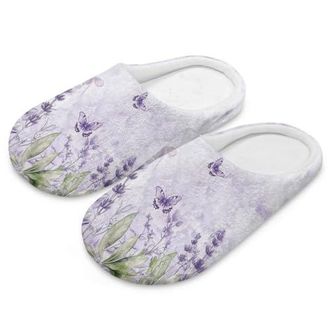 Coloranimal Pantoufles de spa pour femme - Pour chambre dh&ocirc;tes, maison - Bout ferm&eacute; - R&eacute;utilisable - Sandales dh&ocirc;tel, Papillon lavande violet, 38.5/39.5 EU
