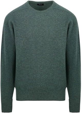 William Lockie Pull &agrave; col rond en laine dagneau vert - Taille - Homme - V&ecirc;tements - Coupe droite - Laine - Parfait pour lautomne et lhiver, vert, L