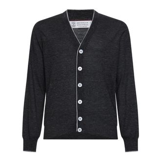 Brunello Cucinelli Homme, Pulls, Gris, Taille: 2XL Cardigan L&eacute;ger