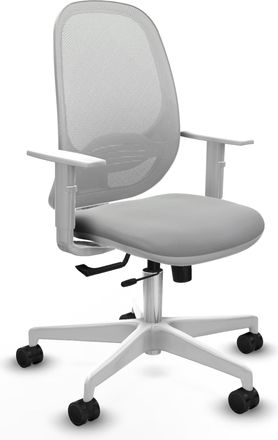 Piqueras y Crespo Gepolsterter B&uuml;rostuhl mit wei&szlig;en Armlehnen, h&ouml;henverstellbare Lendenwirbelst&uuml;tze, ausgestattet mit Syncro/Translack und Schneideschaum, Wei&szlig;/Hellgrau