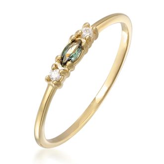 Elli Ring - Ring Vintage Zirkonia Marquise synth. Saphir 375 G - Gr. 52 MM - in Gr&uuml;n - f&uuml;r Damen