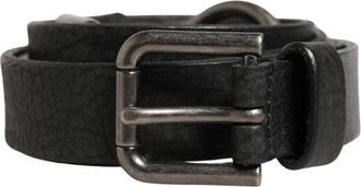 Dolce & Gabbana Homme, Accessoires, Noir, Taille: ONE Size Ceinture &agrave; Boucle M&eacute;tallique en Cuir de Veau