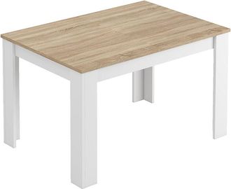 PEGANE Table a manger Extensible en ch&ecirc;ne canadian et blanc Artik - Hauteur 78 x Longueur 140-190 x Largeur 90 cm